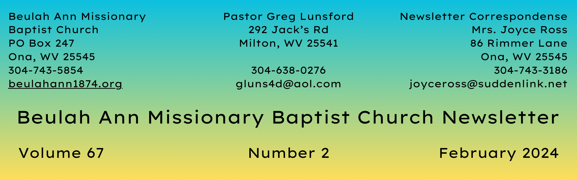 February 2024 Newsletter – Beulah Ann Missionary Baptist Church